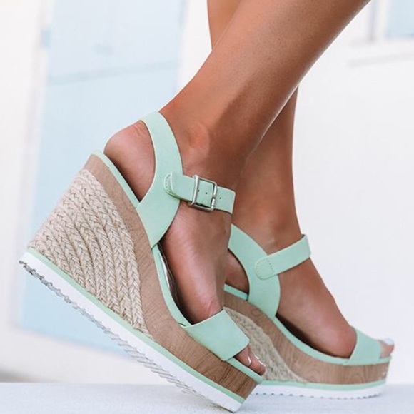 Soda | Shoes | Soda Mint Issue White Platform Espadrille Wedge | Poshmark